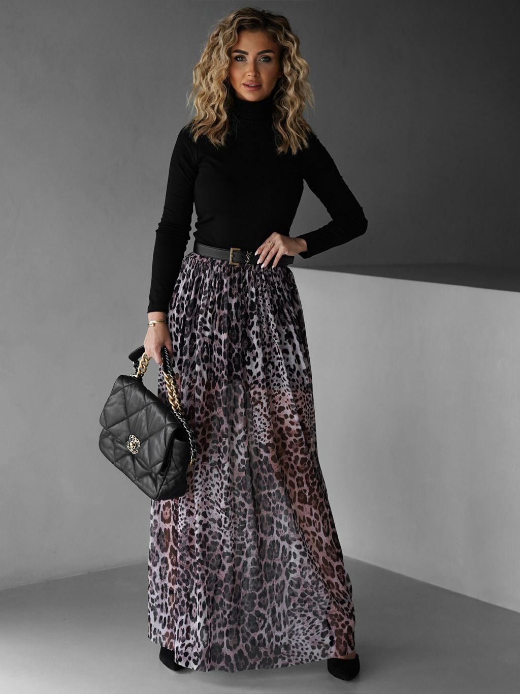 Hnědá dlouhá leopardí sukně SILUETT | Erika Fashion