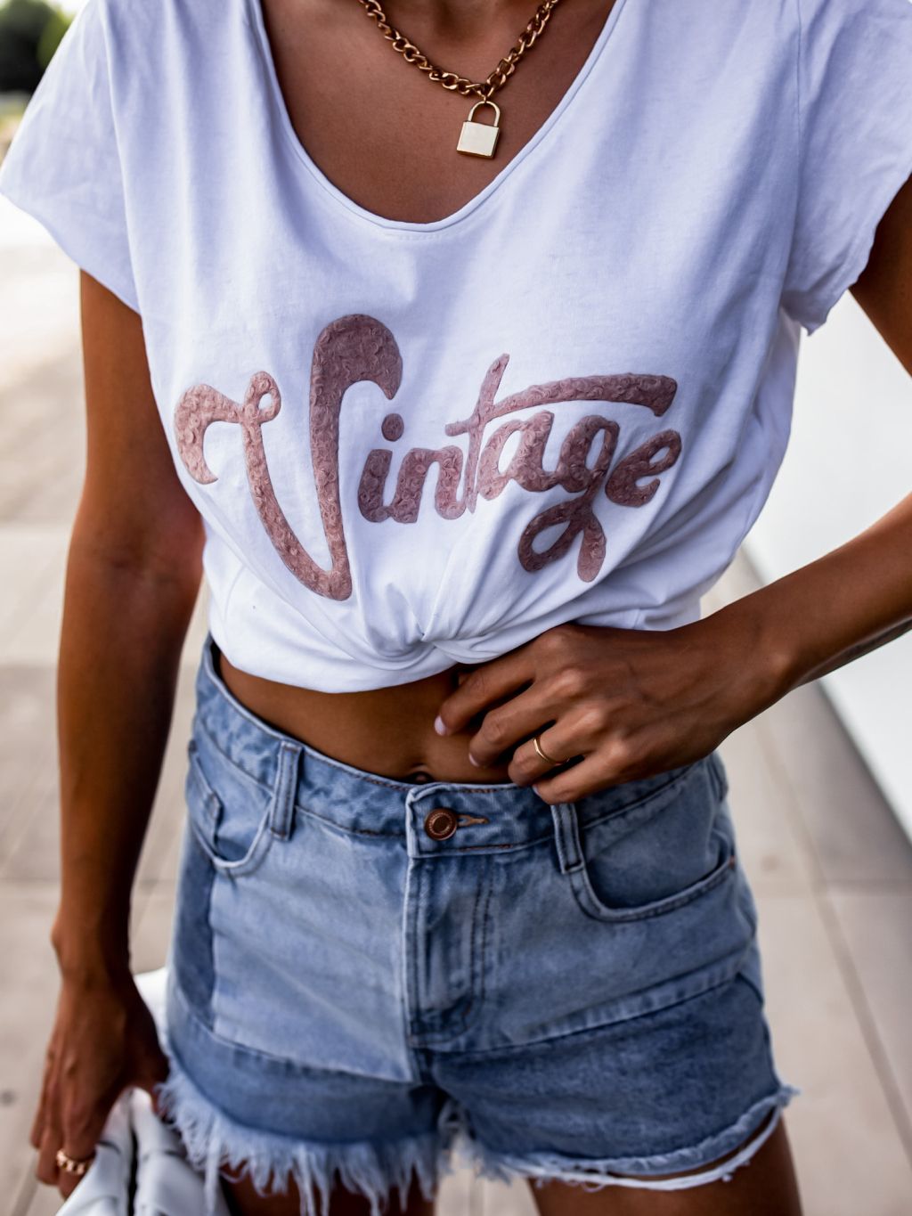 Bílé bavlněné triko VINTAGE s nápisem | Erika Fashion
