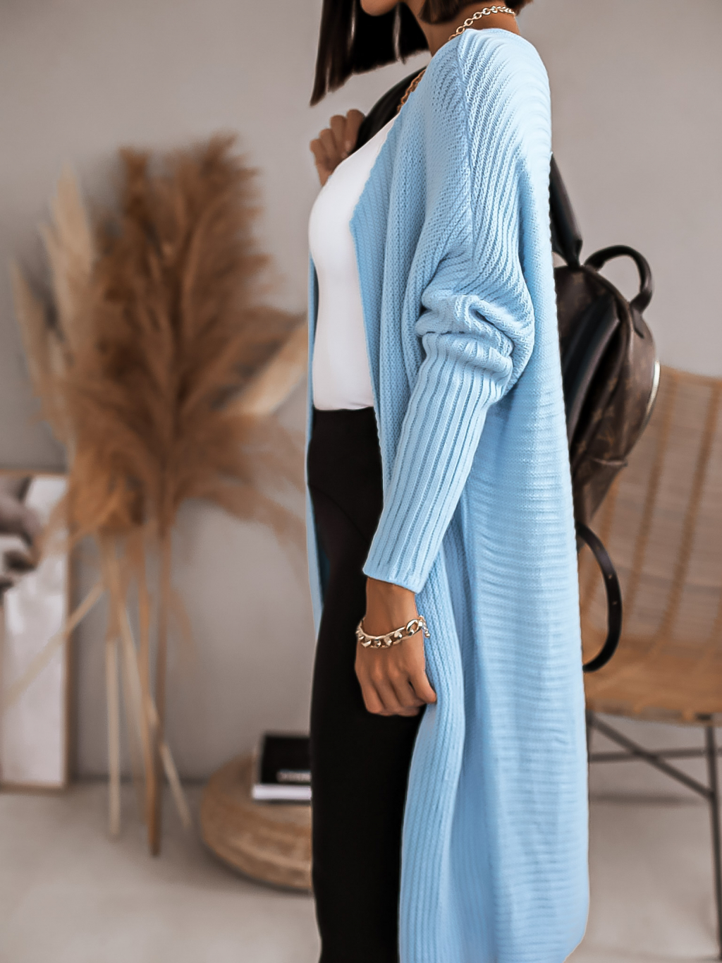 Světle modrý pletený cardigan CHOICE | Erika Fashion