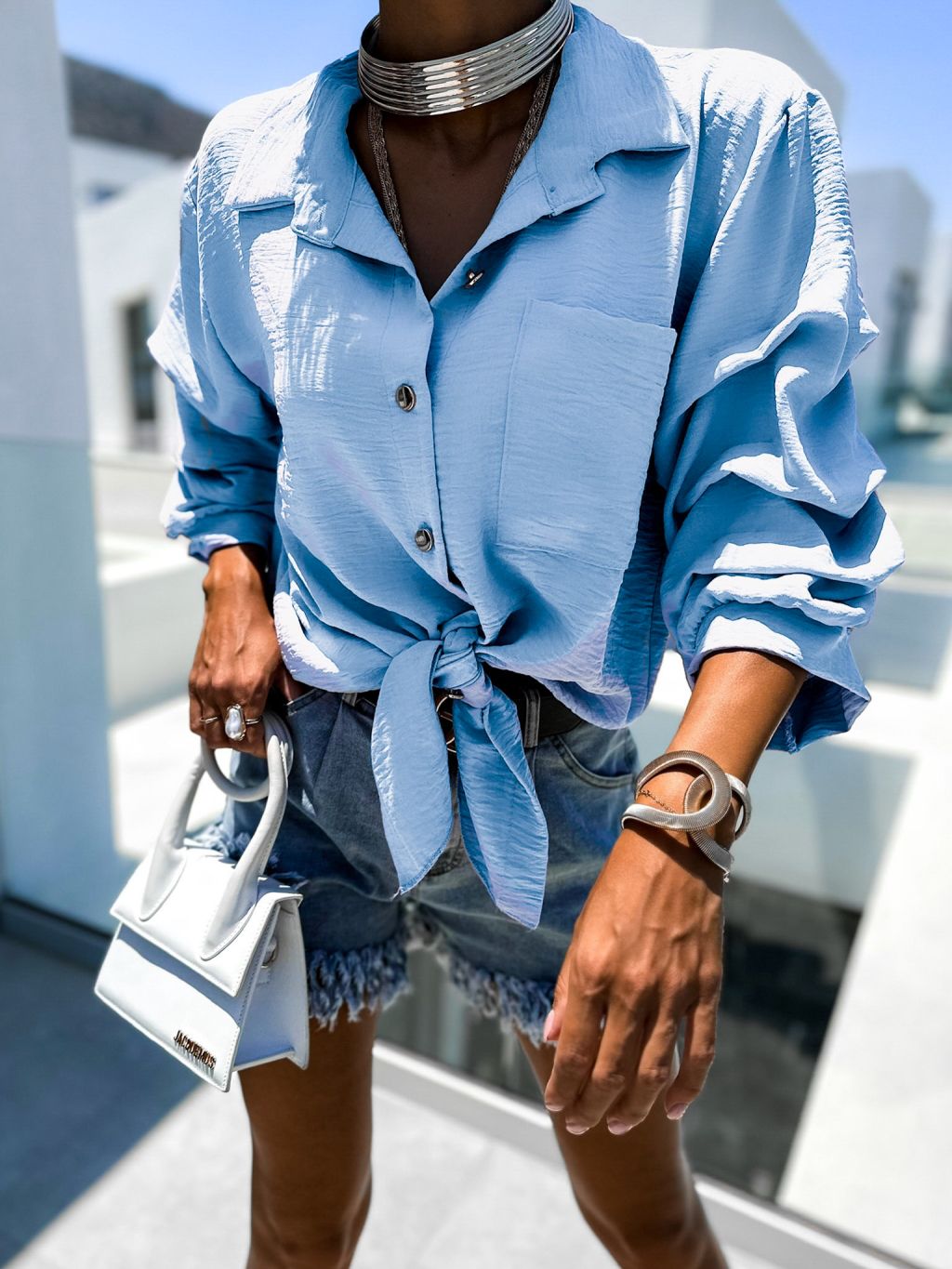 Světle modrá košile ASTILENI s dlouhým rukávem | Erika Fashion